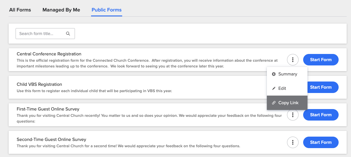 Learning about Forms Admin View List