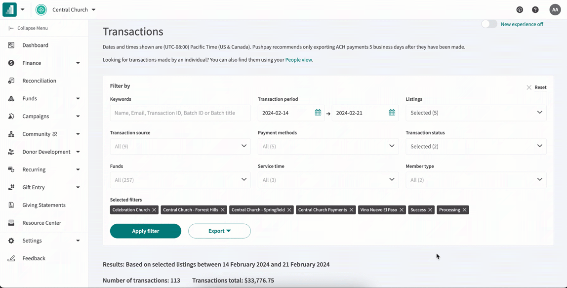 How to Export Transactions