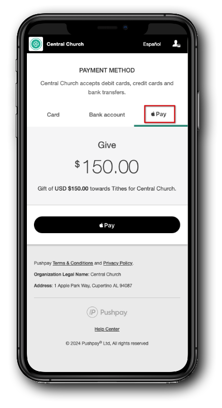 How to Give Using Apple Pay