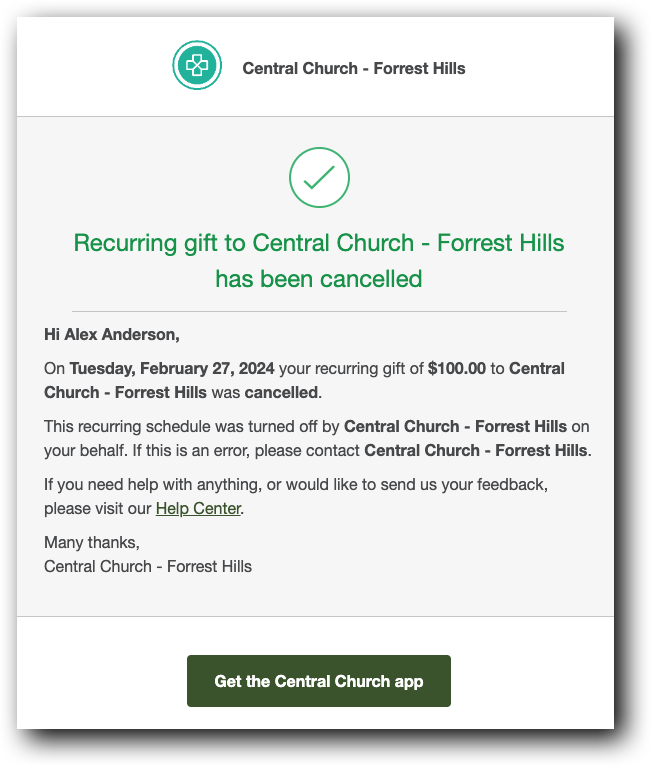 How to Cancel or Pause a Recurring Schedule (Gift) in Pushpay Giving