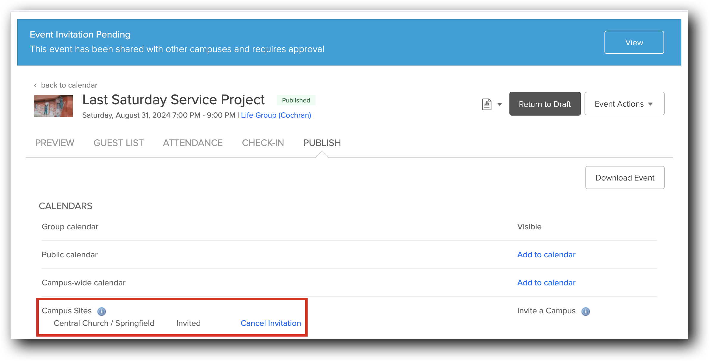 How to Send Event Invites in ChMS