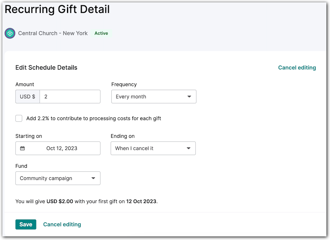 How to Edit or Cancel Your Recurring (or Scheduled) Gift from your ...
