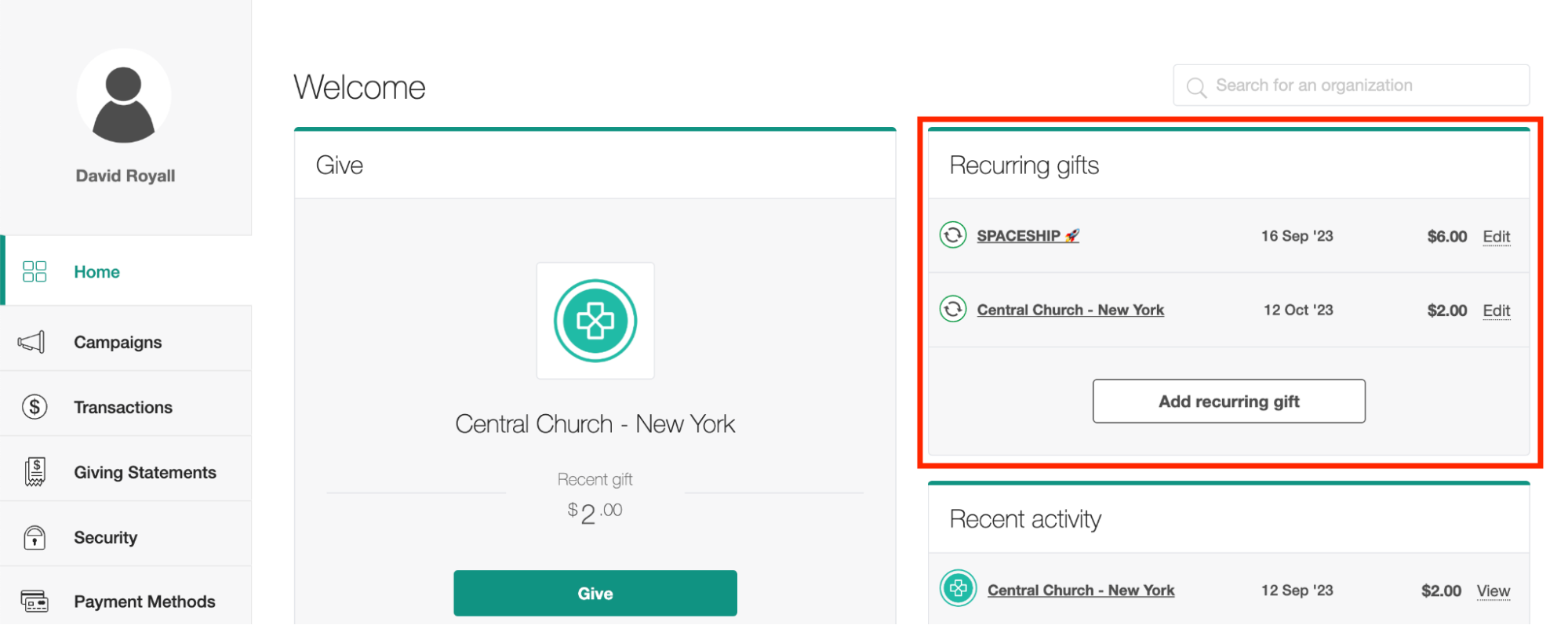 How to Update Your Recurring (or Scheduled) Gift