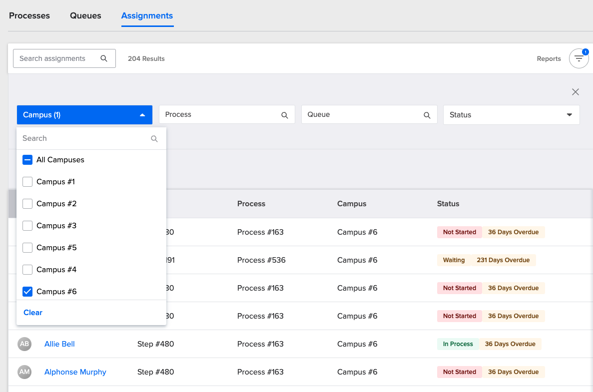 Learning about Multi-Site Process Filters