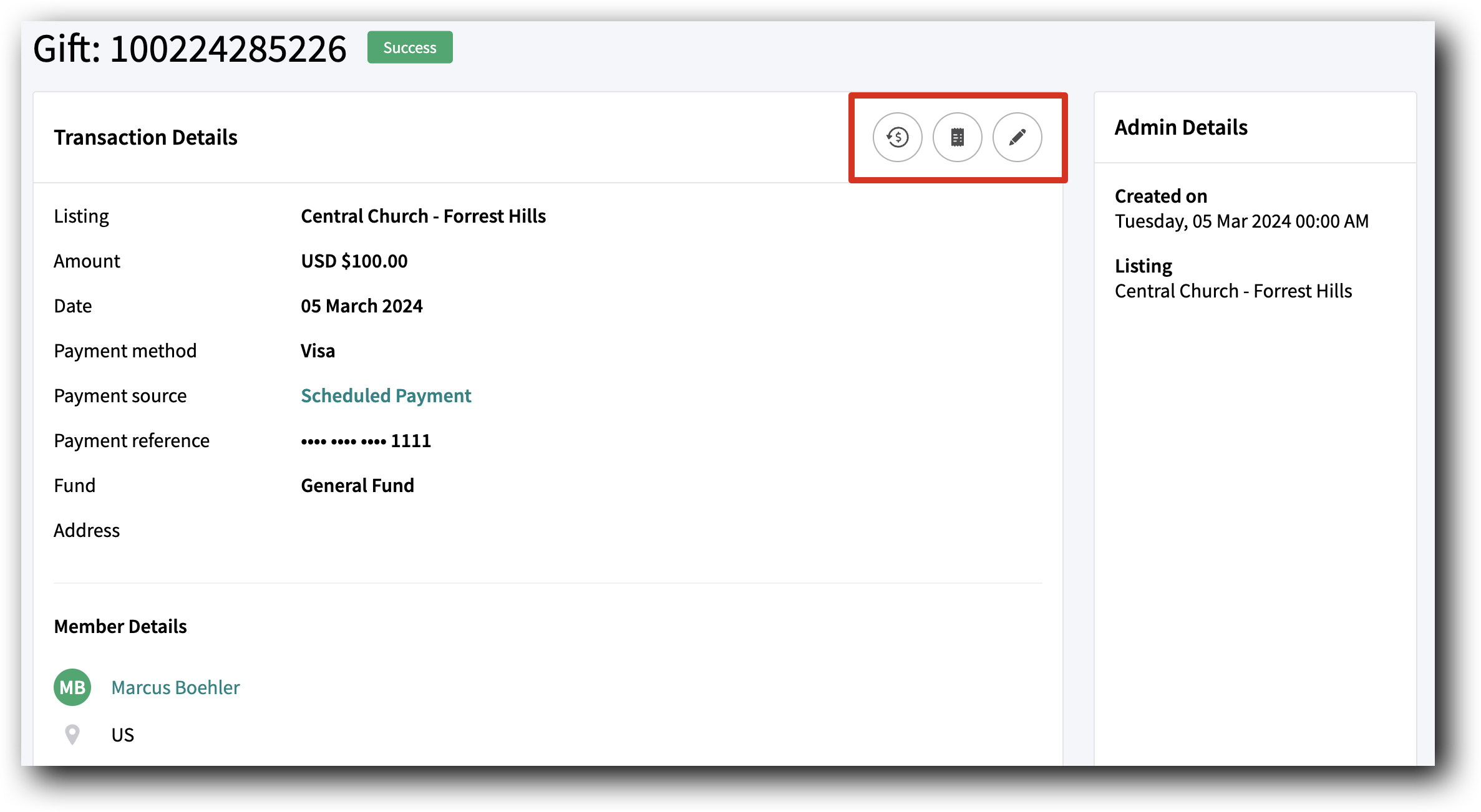 Learning about the Transactions Page