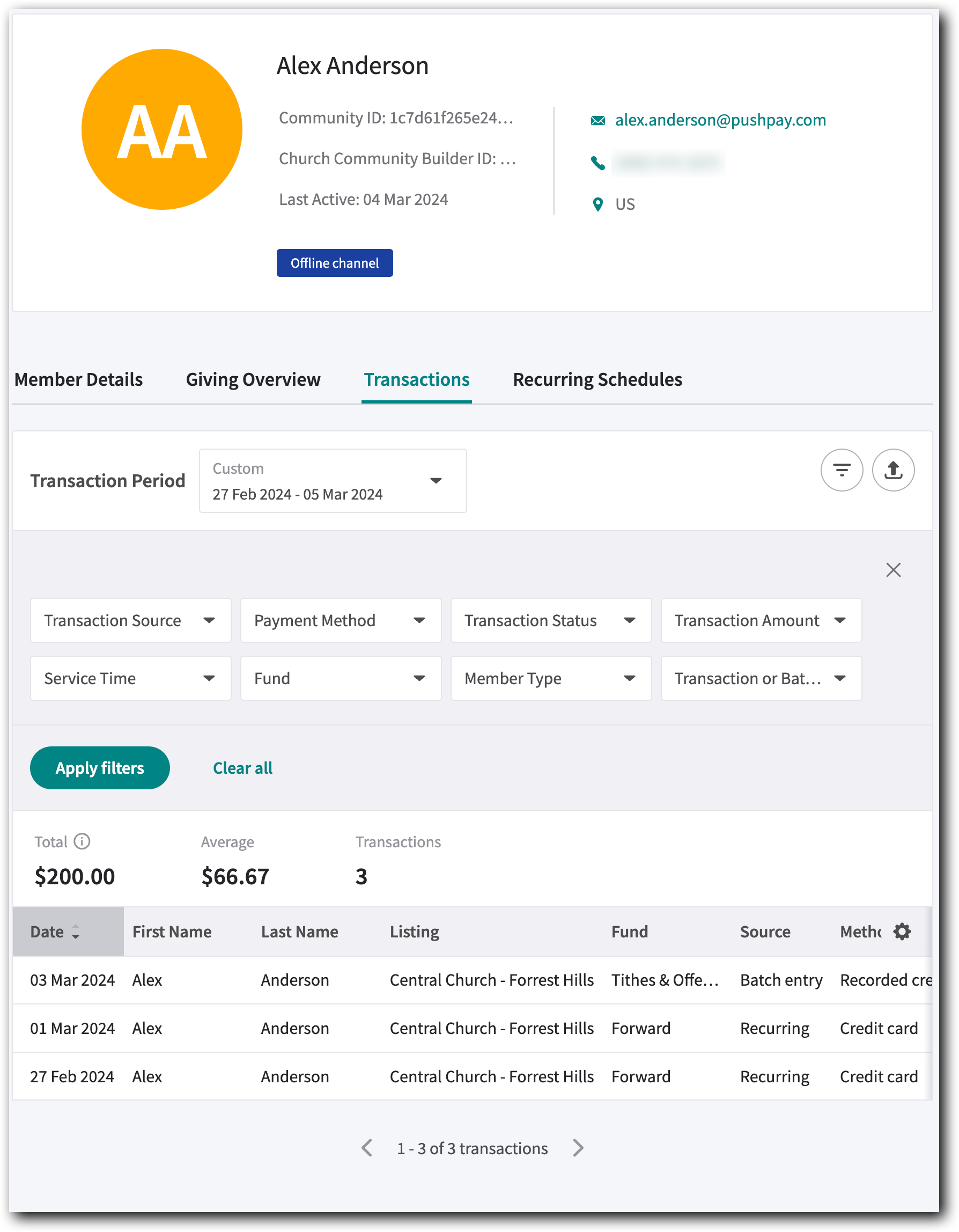 How to Search for Donors from the Transactions Page