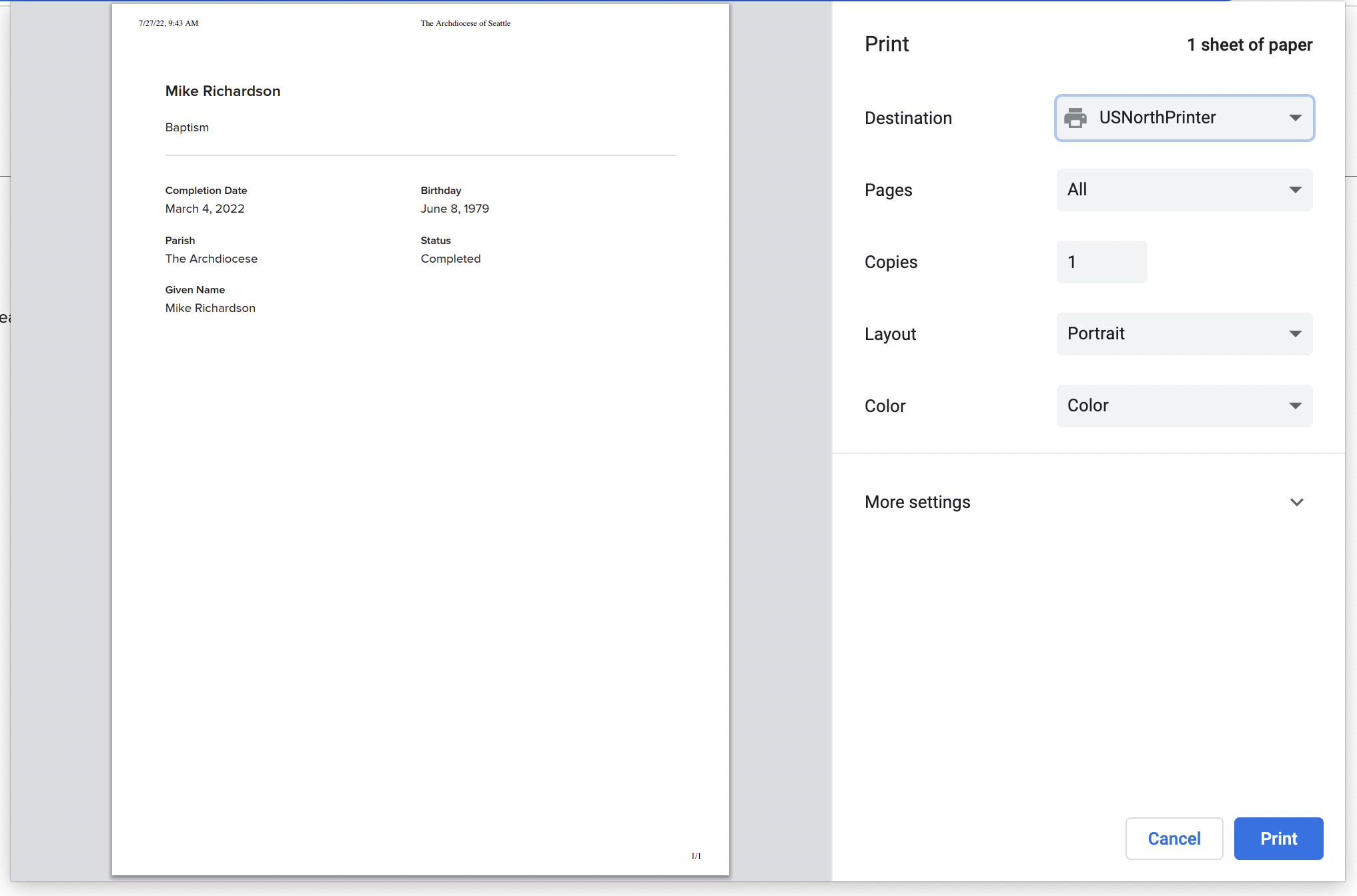 How to Print Sacrament Register Details