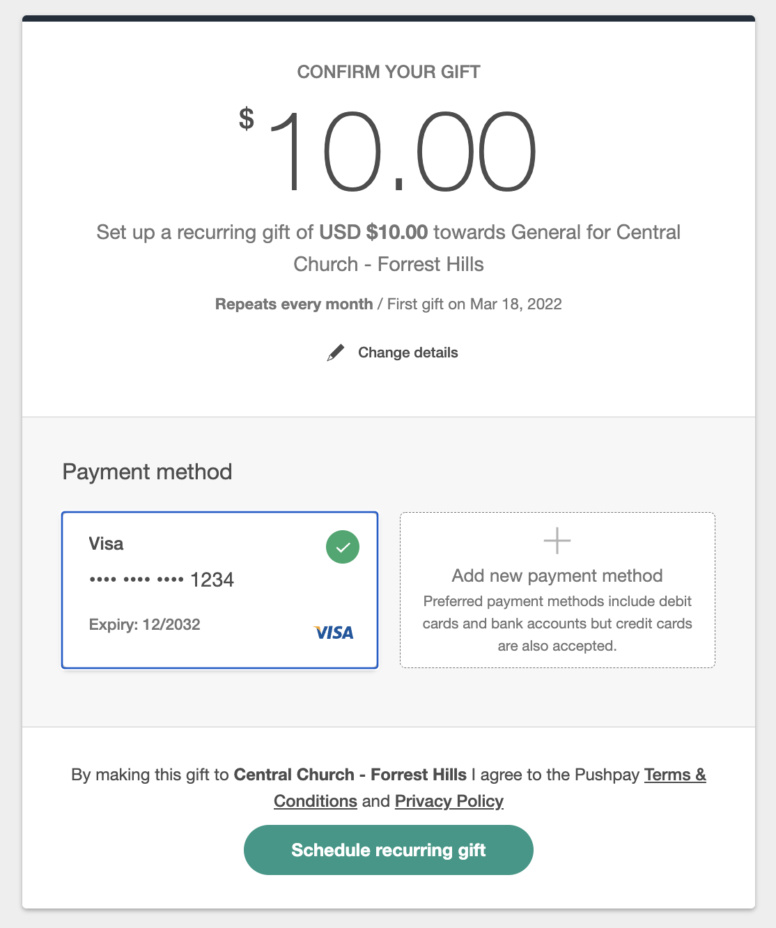 How to Set Up a Recurring (Repeating) Gift