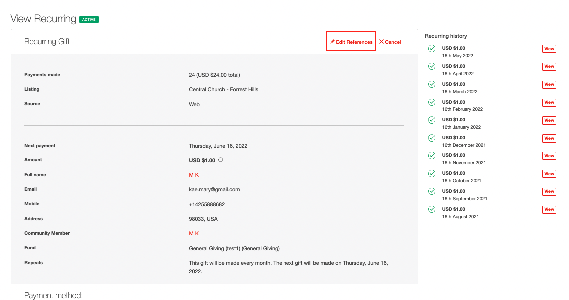 How to Edit Recurring Schedule References
