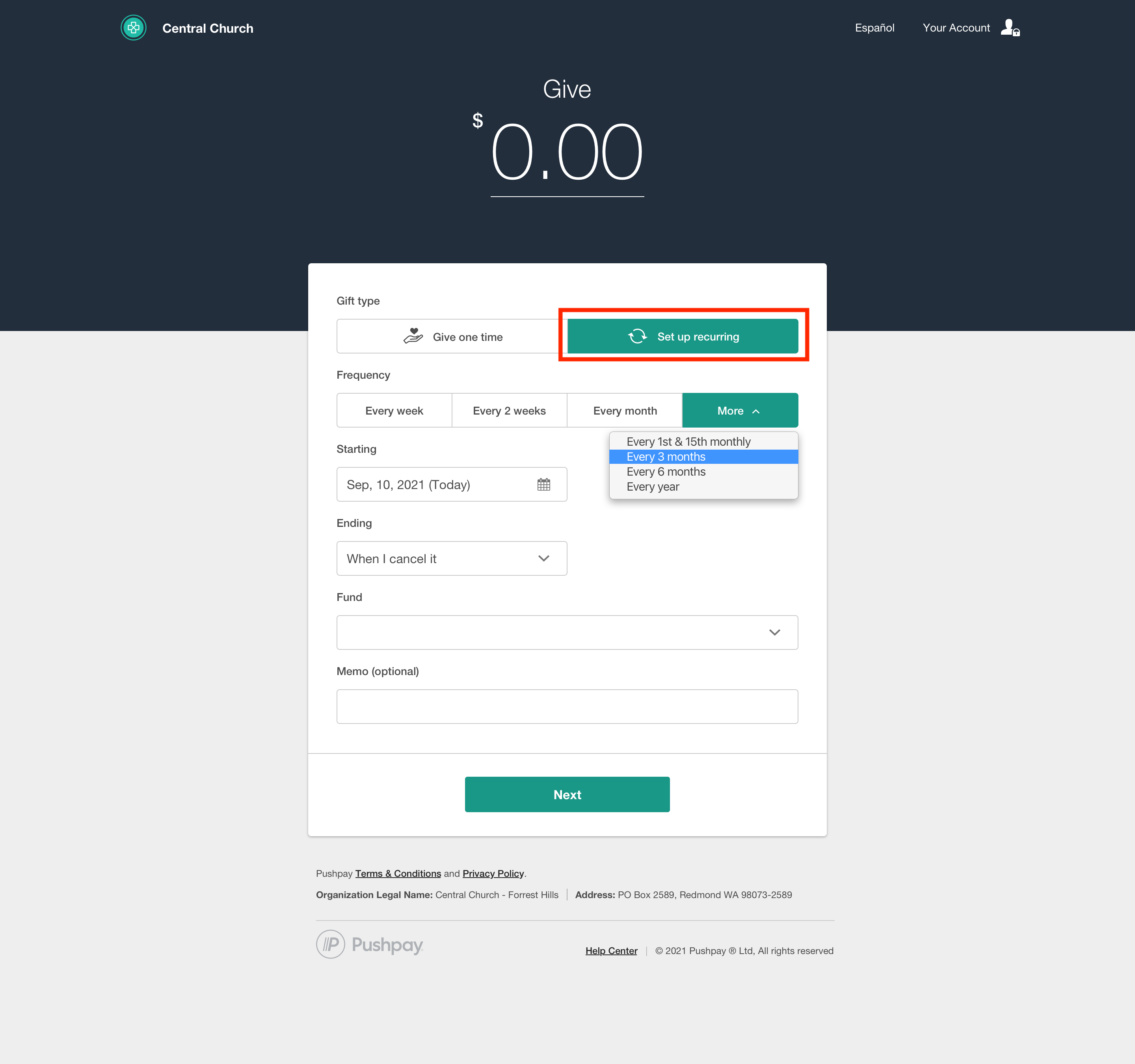 How to Set Up a Recurring (Repeating) Gift