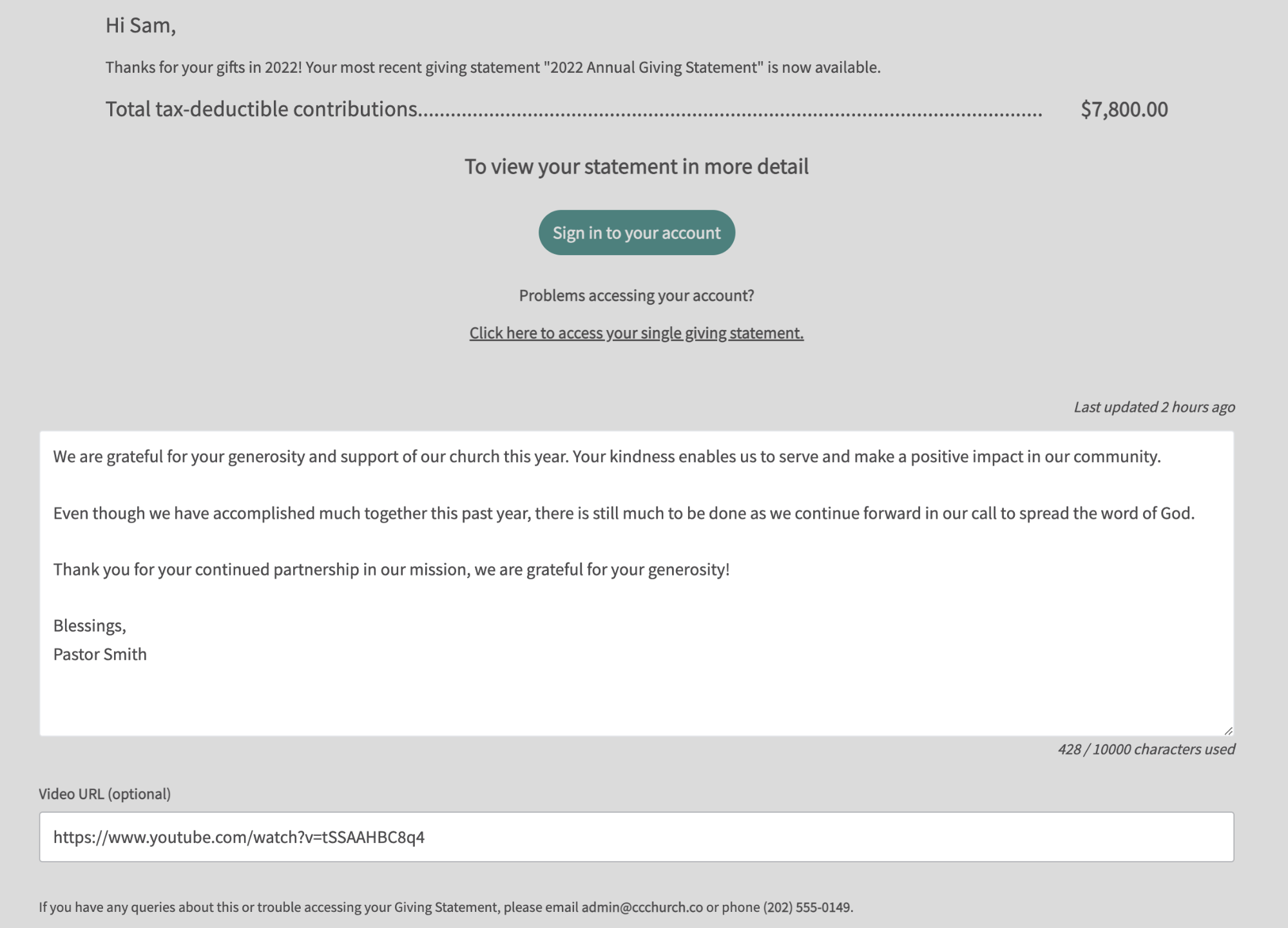 How to Send Giving Statements: Step 3 - Issue