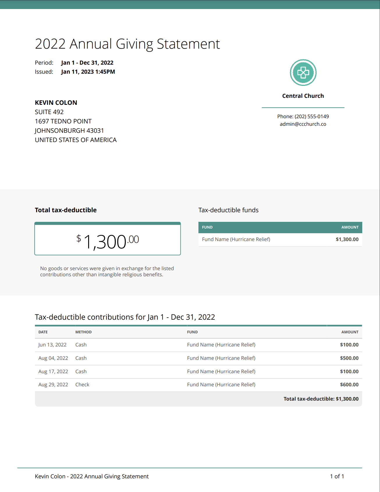 How to Send Giving Statements: Step 3 - Issue